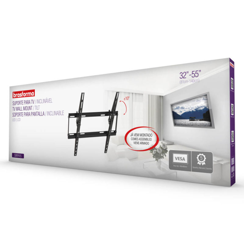 Suporte ULTRA SLIM INCLINÁVEL para TV de 32” a 55” – Brasforma SBRP415