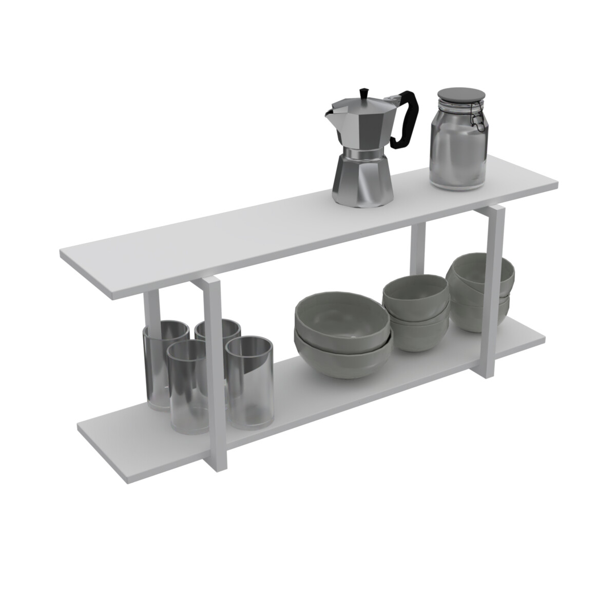 Nicho Industrial com 2 Prateleiras 90 x 20 cm Branco - NIB3-9020